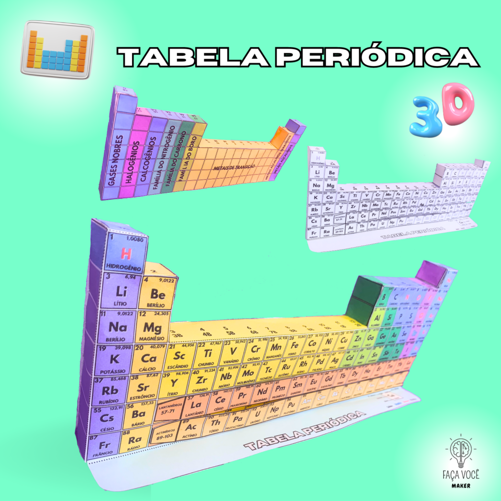 TABELA PERIÓDICA 3D (Pequena A4) – Faça Você Maker